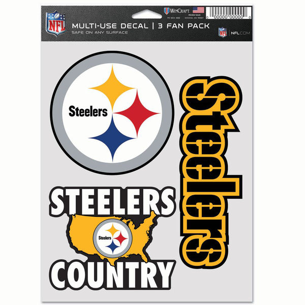 NFL Pittsburgh Steelers WinCraft 3-Pack Fan Decal Sheet - Just Sports
