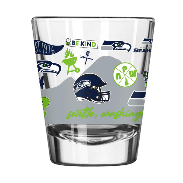 NFL Seattle Seahawks Logo Brands Native 2oz Shot Glass - Navy - Just Sports