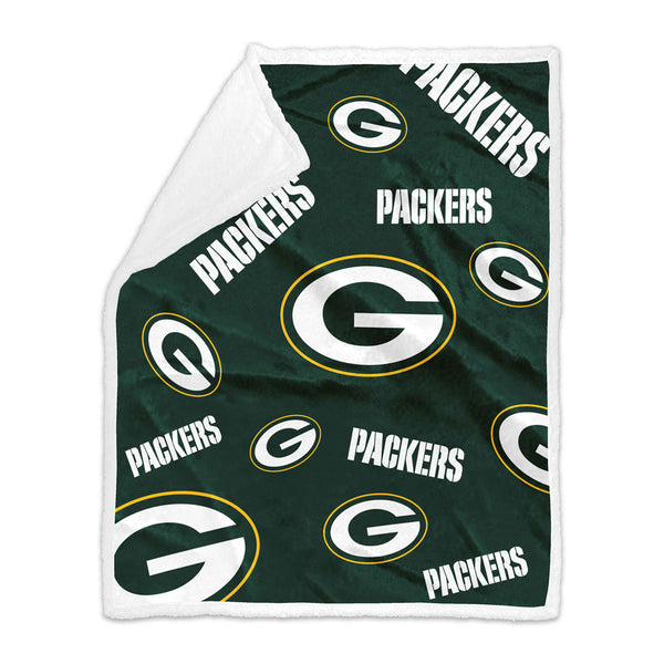 NFL Green Bay Packers Logo Brands 50x60 Sherpa - Just Sports