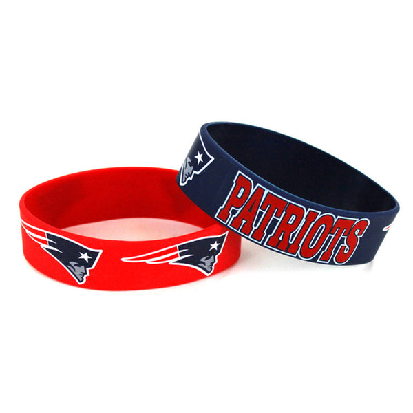 NFL New England Patriots Aminco 2-Pack Wide Silicone Bracelet Bands ...